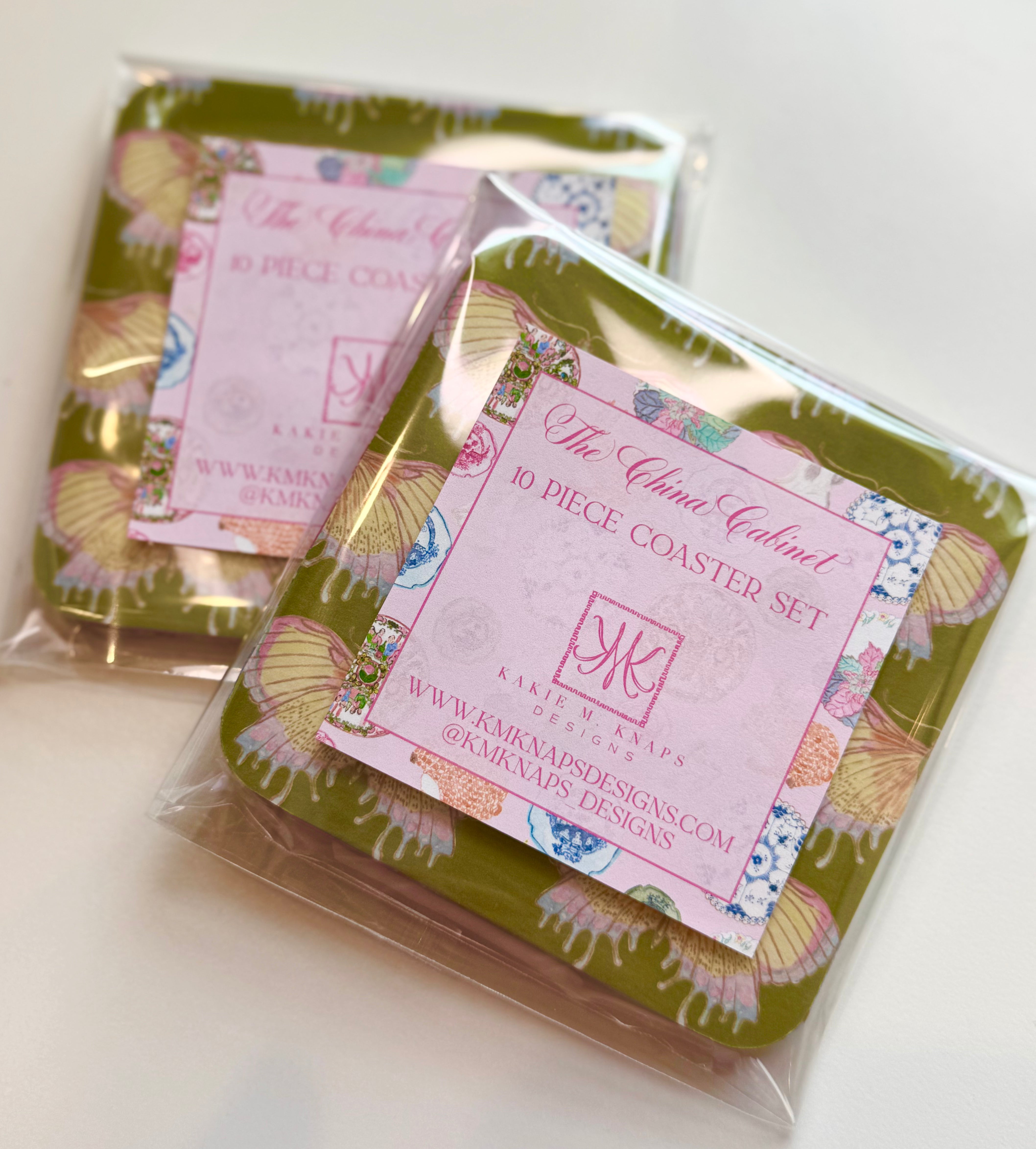 China Cabinet Coaster Set – 10 Coasters – KMKnaps Designs